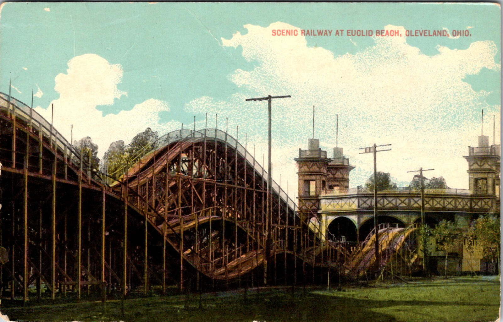 CLEVELAND, OHIO - SCENIC RAILWAY AT EUCLID BEACH - ROLLER COASTER - OLD ...
