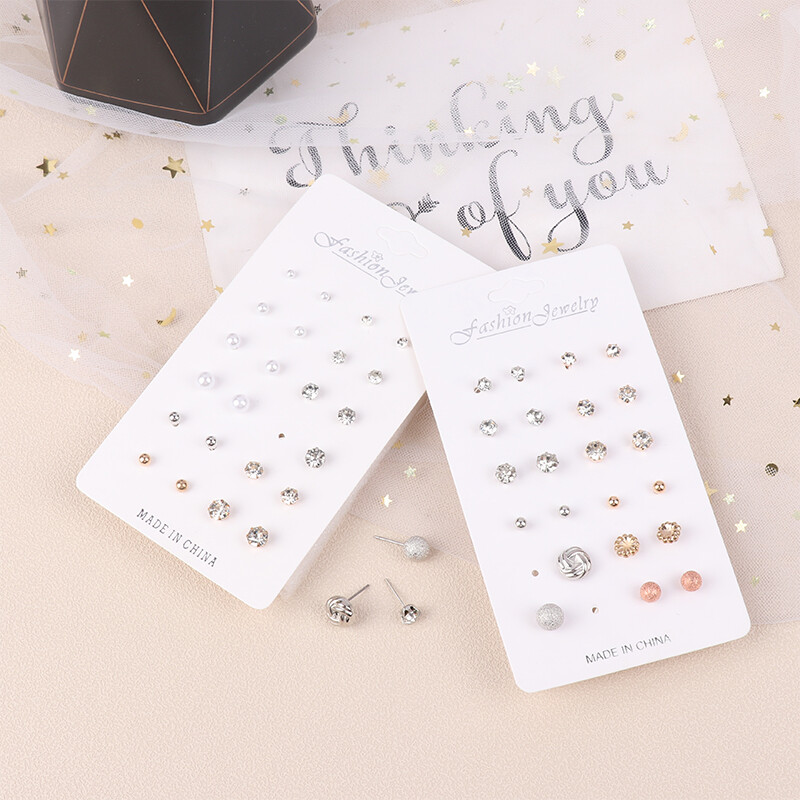 12 Pairs Small Stud Earring Set For Women Simple Geometric Earring ...