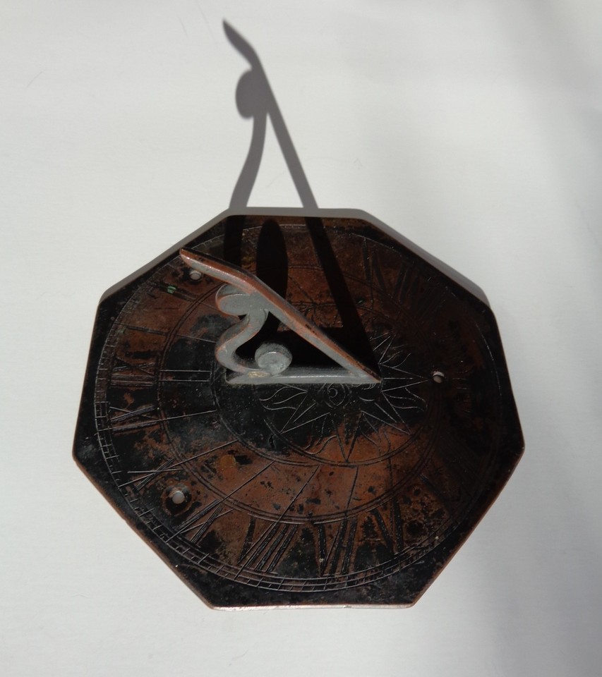 17th Century Late 1600s English Copper Bronze Sun "Night Cometh ...