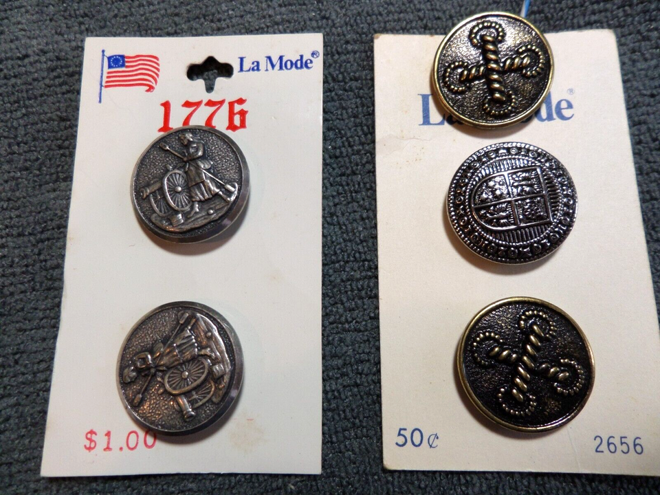 9 Vintage Metal La Mode 1776 Patriotic Buttons Eagle Bell Pioneers ...
