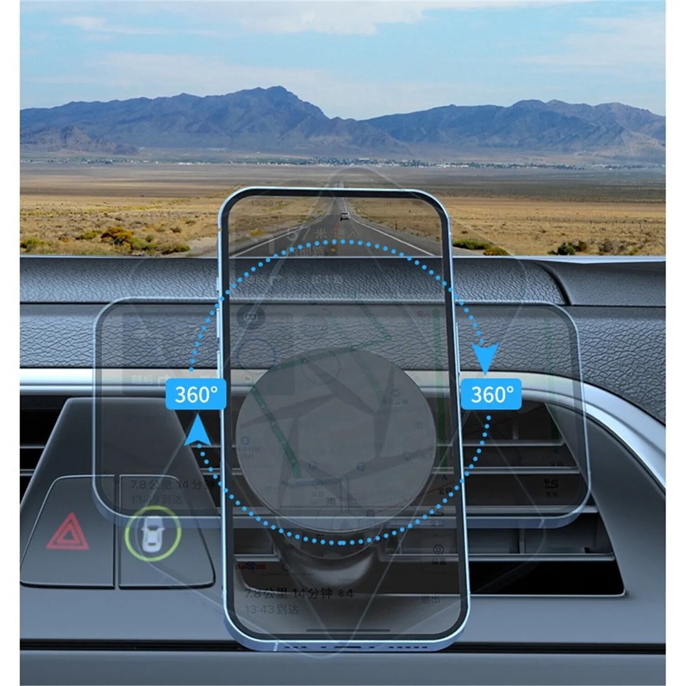 360° Rotation Strong Magnetic Mag Safe Air Vent Car Mount Dashboard ...