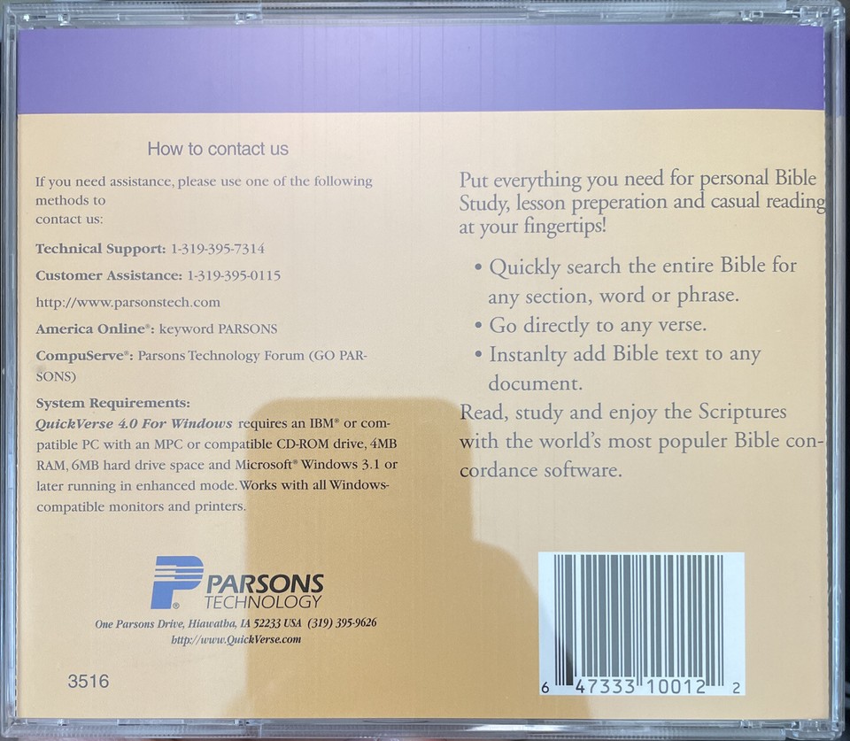 Quick Verse 4.0 Bible Reference Collection CD-ROM Parsons Technology ...