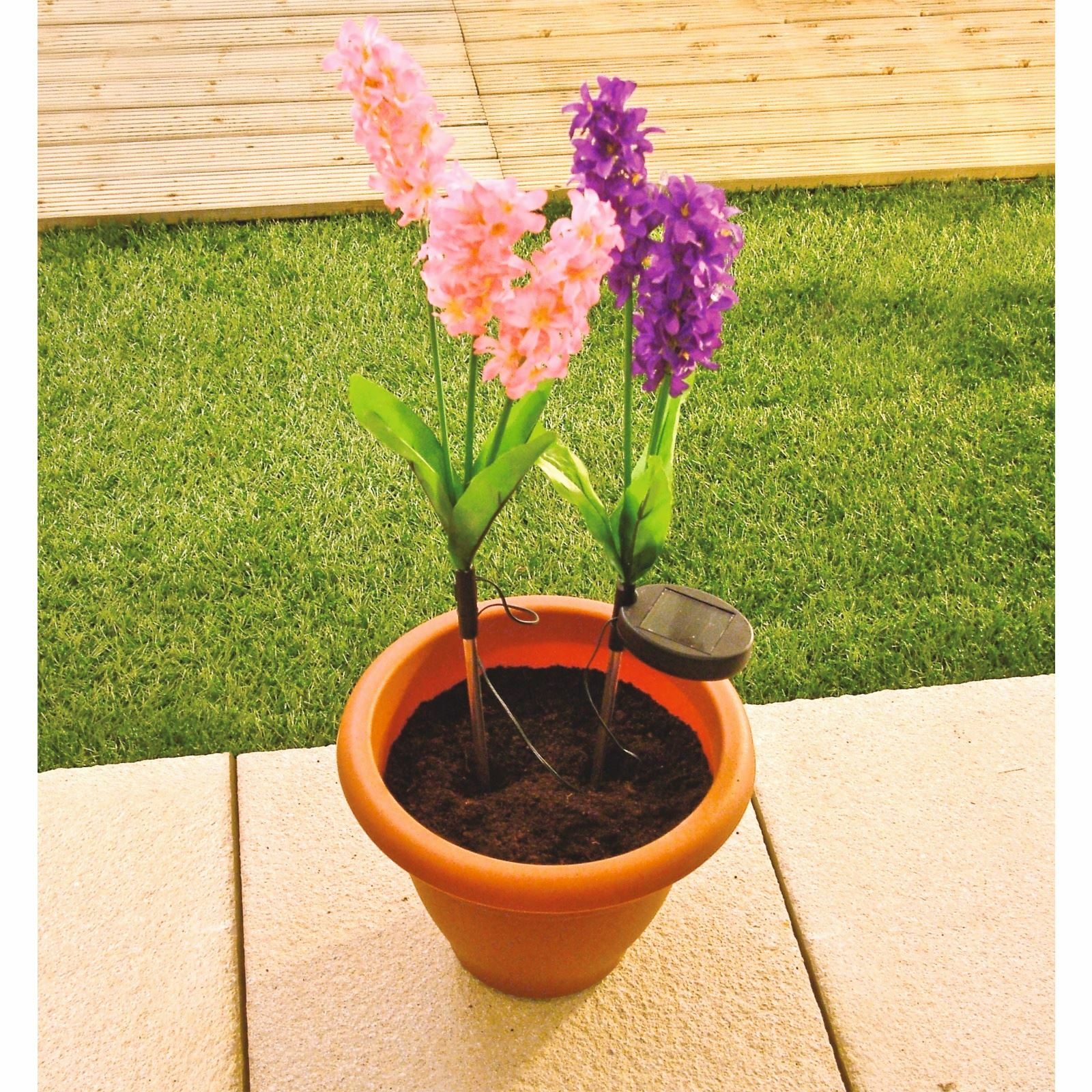Hyacinth Style Stake Lights Solar Powered Flower Design Garden Lighting ...