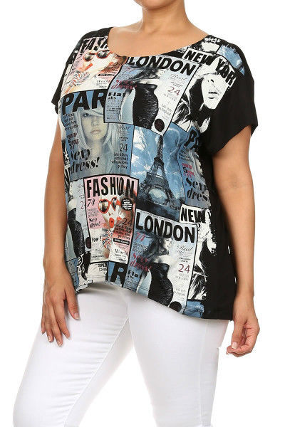 UNIQUE FASHION MAGAZINE Cover Girl T-shirt tee Rayon L PLUS 1X 2X 3X ...
