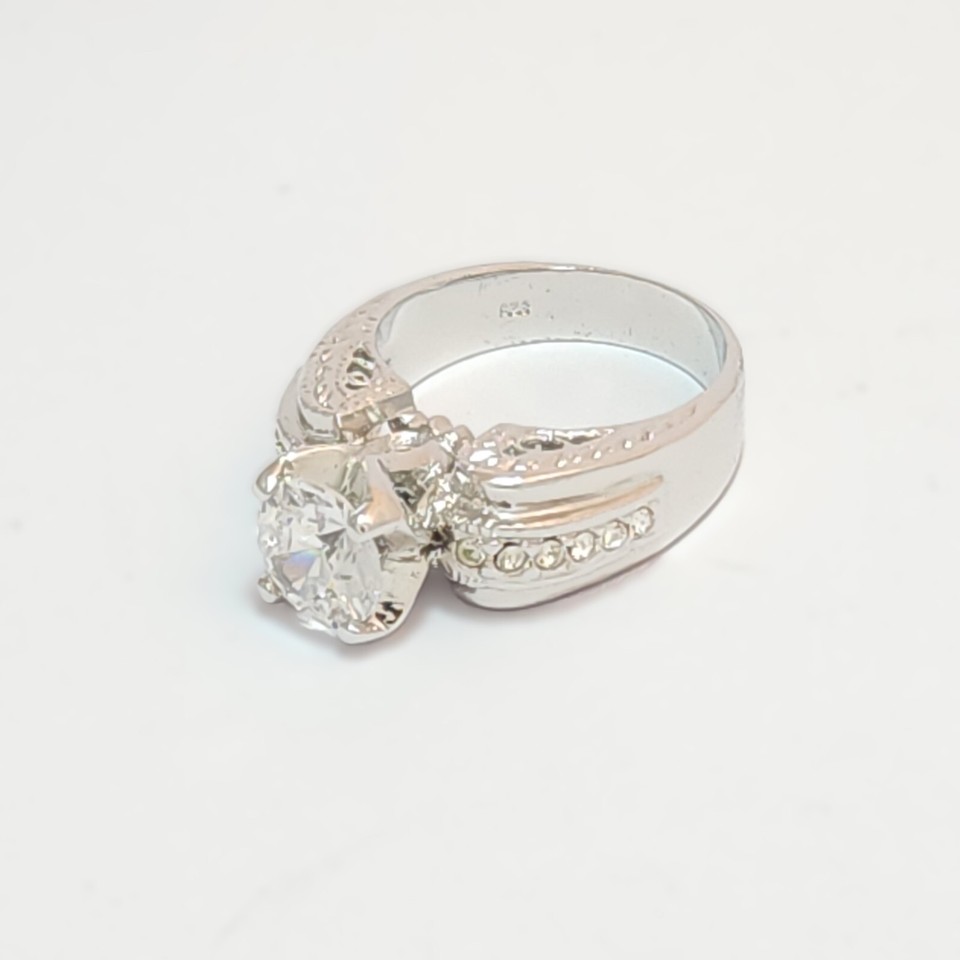 925 Sterling Silver Engagement Ring with 2ct. Cubic Zirconia RG005A, B ...