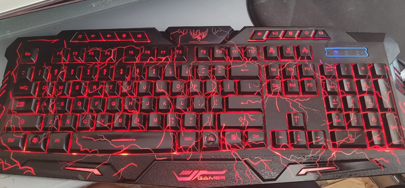 3 Colors Crack Illuminated LED Backlight USB Multimedia PC Gaming ...