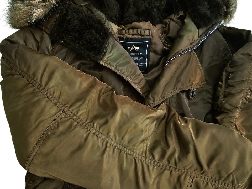 *HOT Men's ALPHA INDUSTRIES N-3B MILITARY PARKA COLD FUR HOODED Zip ...