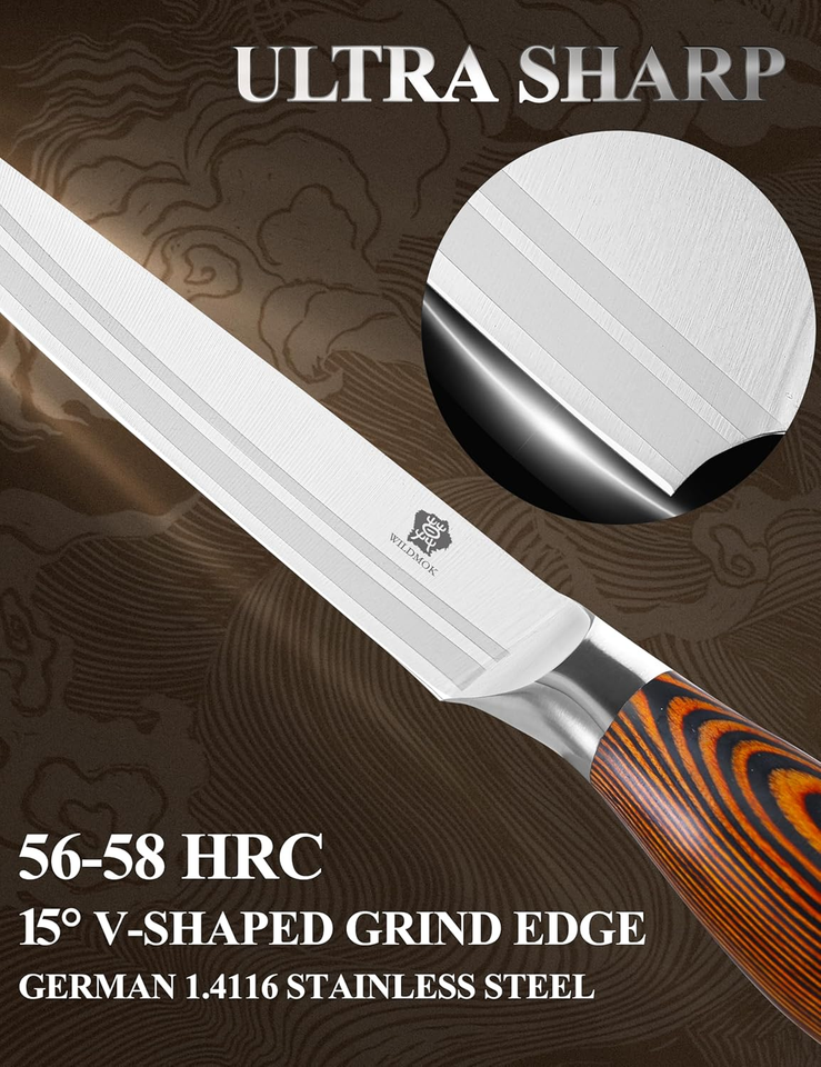 Coltello per Affettare Da 21 Cm - Acciaio Tedesco - Coltello Da Carne ...
