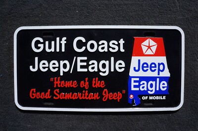 MOBILE Alabama DEALER License Plate GULF COAST JEEP EAGLE Dealership ...
