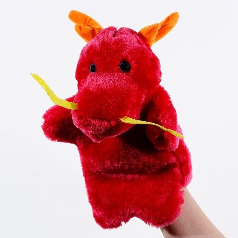 Red Dragon Children Hand Puppet Plush Toys Game Storytelling Doll ...
