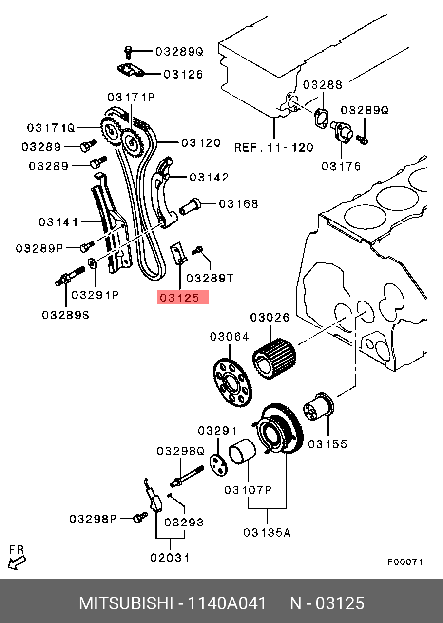 Genuine Lower Timing Chain Guide 1140A041 Mitsubishi PAJERO SHOGUN 3.2 ...