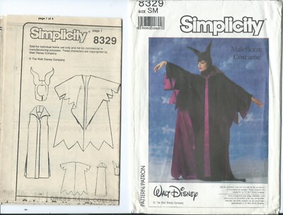 S 8329 sewing pattern 80's Disney MALEFICENT Costume sew DRESS CAPE HOOD size SM | eBay