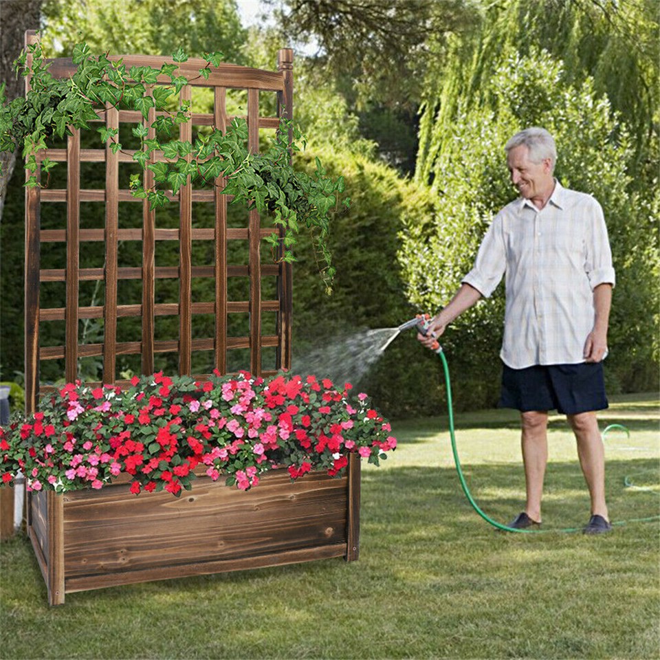 Wood Planter Raised Beds with Trellis 30"/ 45" High Planter Box for ...