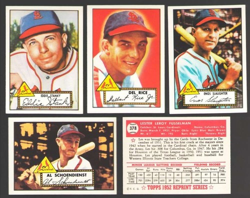 1952 TOPPS Reprints - ST LOUIS CARDINALS Team Set | eBay