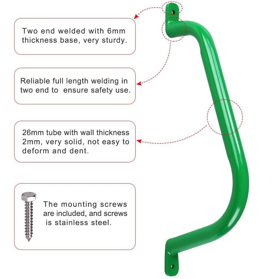 2 Set Metal Playground Safety Handle 17 inch, Outdoor Swing Set Safety ...