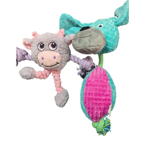 Plush Rope Dog Toys Set - Cow & Dog - Interactive Squeaky Chew Toys For ...