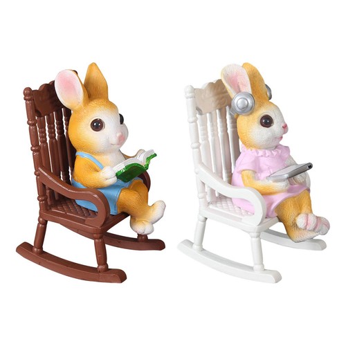 Rabbit Statue Rocking Chair Bunny Figurine for Porch Shelf Home ...
