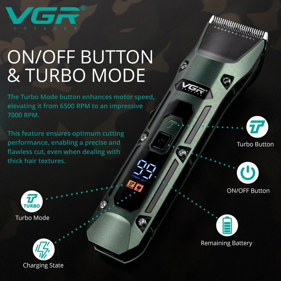VGR Hair Clippers Men Cordless Rechargeable Head Haircut Beard Cutting ...