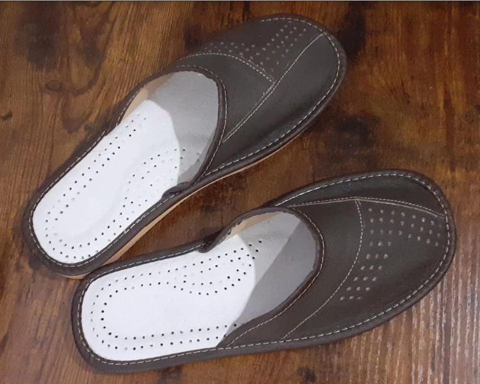 Men slippers genuine leather Mountain style FOLK Hand Made Europe Mule ...