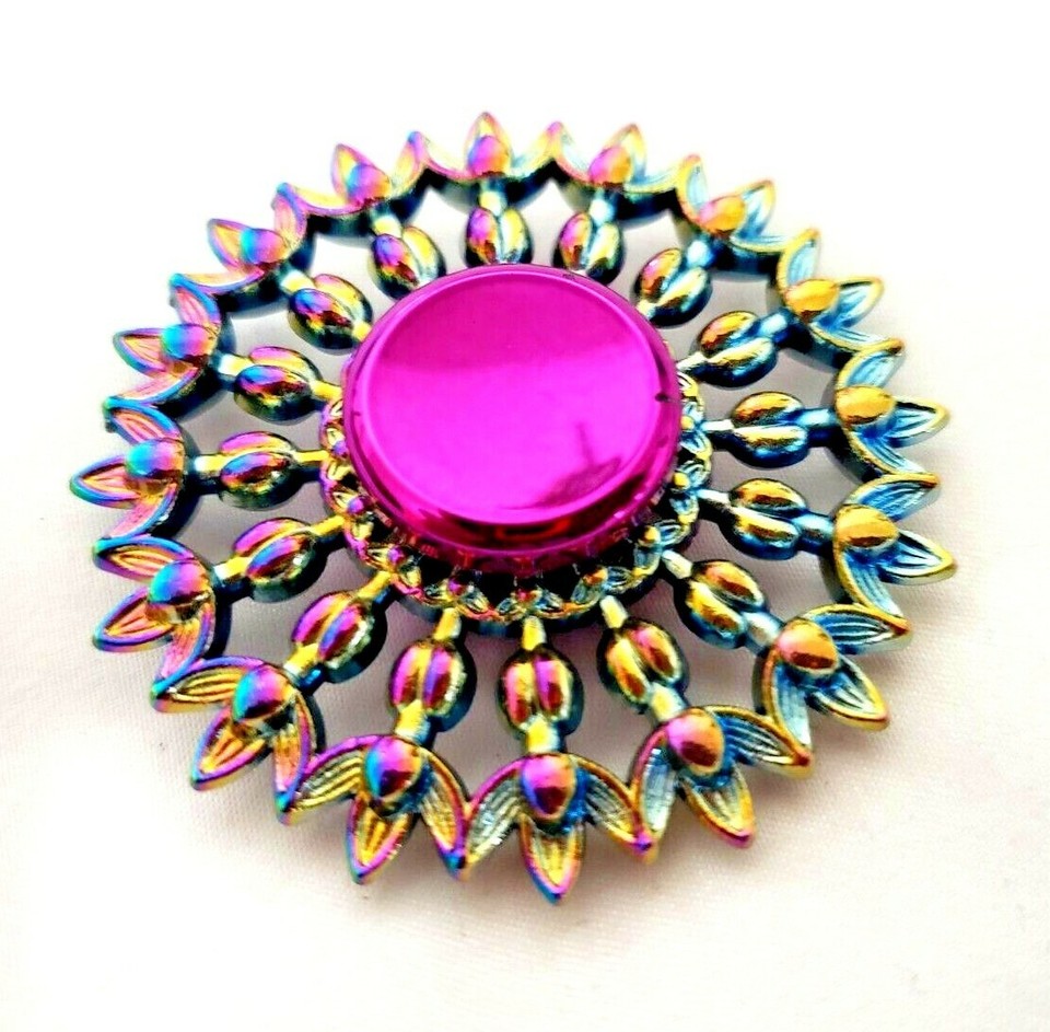 Flower Metal Multi Color Fidget Spinner Toy Boys Girls Kids Adults ADHD ...