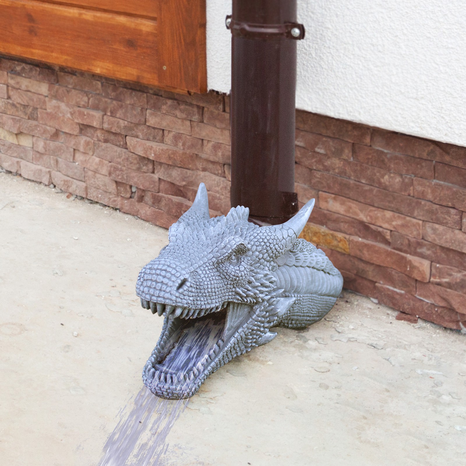 Dragon Garden Downspout Sculpture; Splash Block Anchor w/ Ramp | eBay