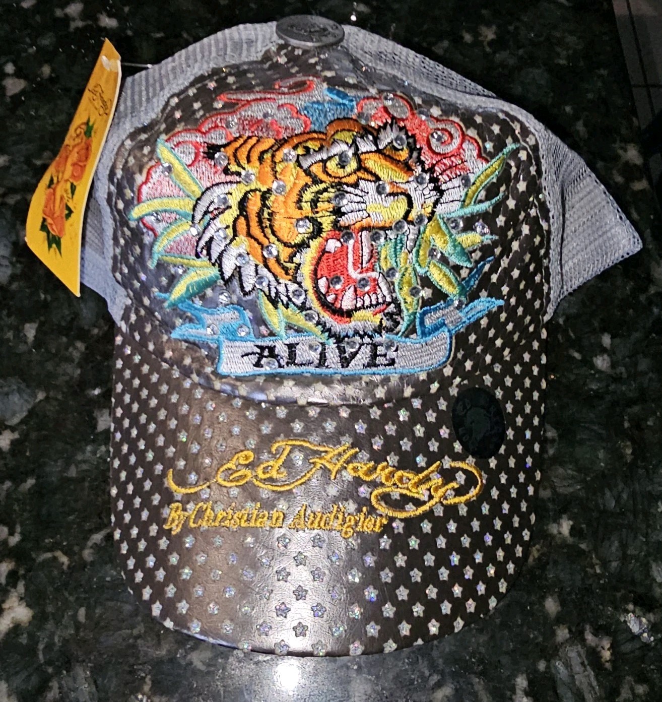 Ed Hardy NWT Vintage Tattoo Wear Alive Silver Bling C… - Gem