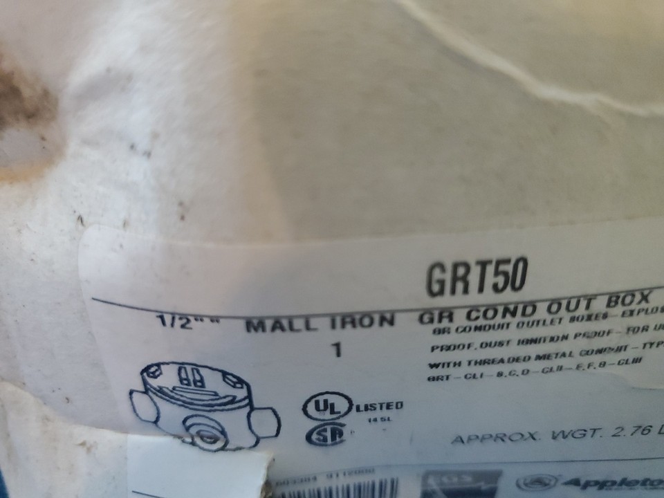 Appleton GRT50 Type T Explosion Proof Conduit Box 1/2" FNPT Entry Ports ...