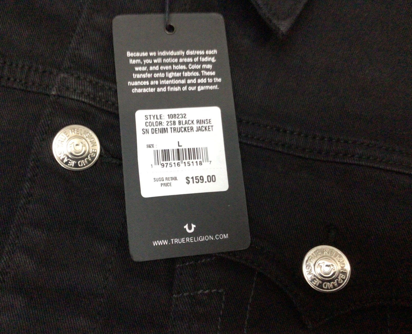 TRUE RELIGION SN DENIM TRUCKER JACKET Size L With TRUE RELIGION TRUCKER ...