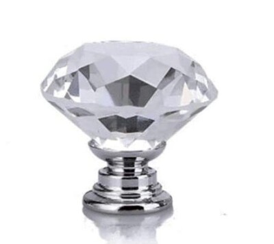 10 PIECES ~ Crystal Glass Cabinet Knobs 30mm Diamond Shape Drawer ...