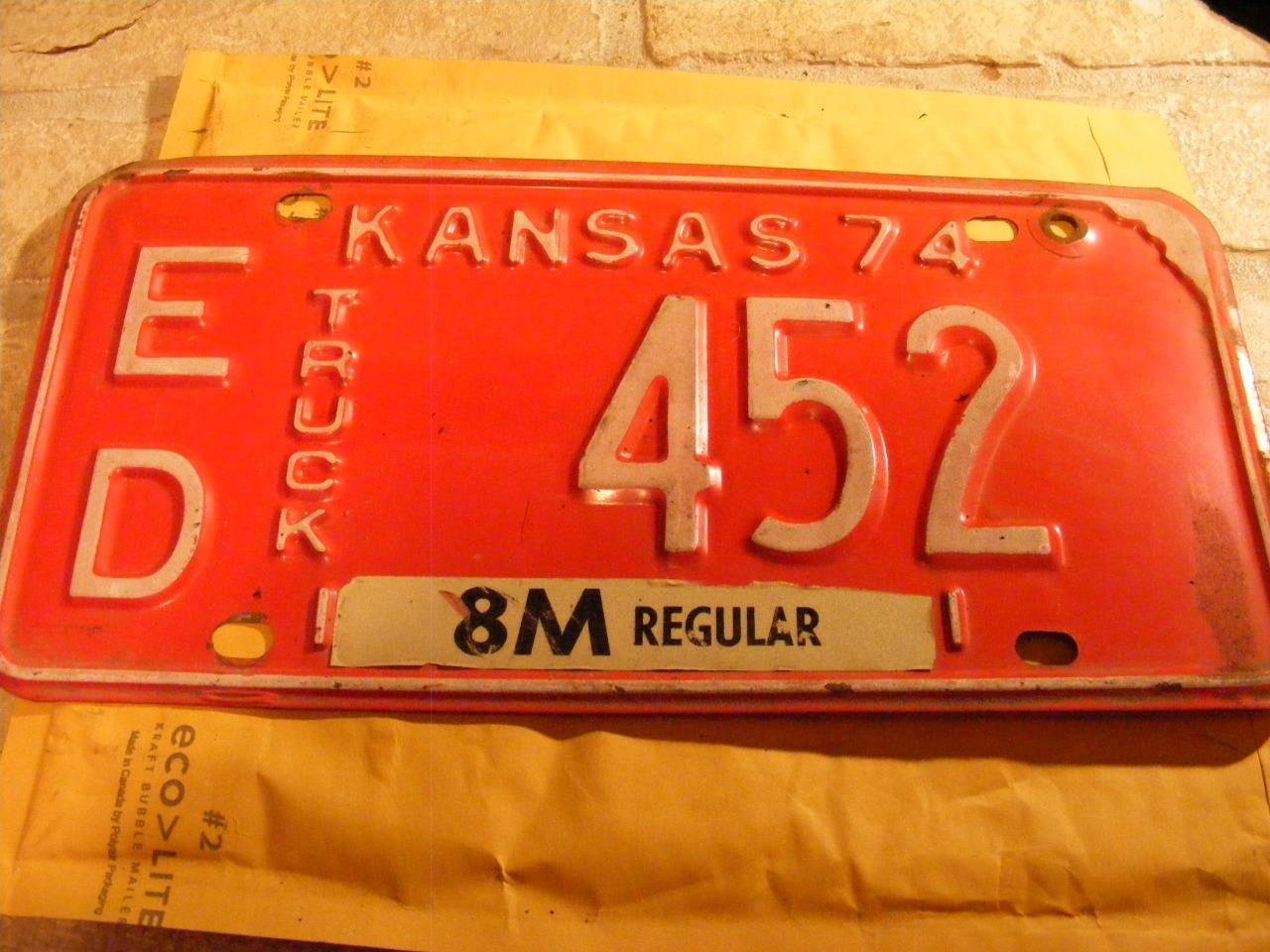 1974 KANSAS STATE LICENSE PLATE AUTO CAR TRUCK TAG ED 452 EDWARDS ...
