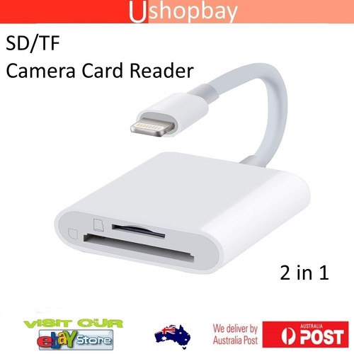 For iPhone High Speed Digital Camera Card Reader Adapter 2in1 8 Pin iOS ...