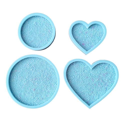 Round Love Diamond Texture Mug Pad Resin Casting Mold Jewelry Making ...