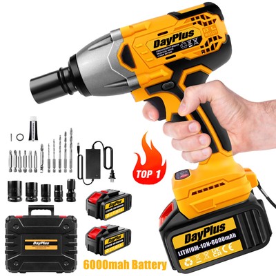 2500NM Impact Wrench Drill Cordless Driver Car Repair Wheel Nut Gun Set ...