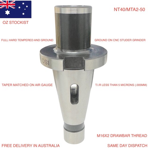 Precision NT40 OR ISO40 MT2 Adaptor With M16X2 Drawbar TIR LESS THAN 5 ...
