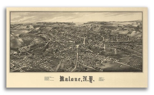 Malone New York 1886 Historic Panoramic Town Map - 14x24 | eBay