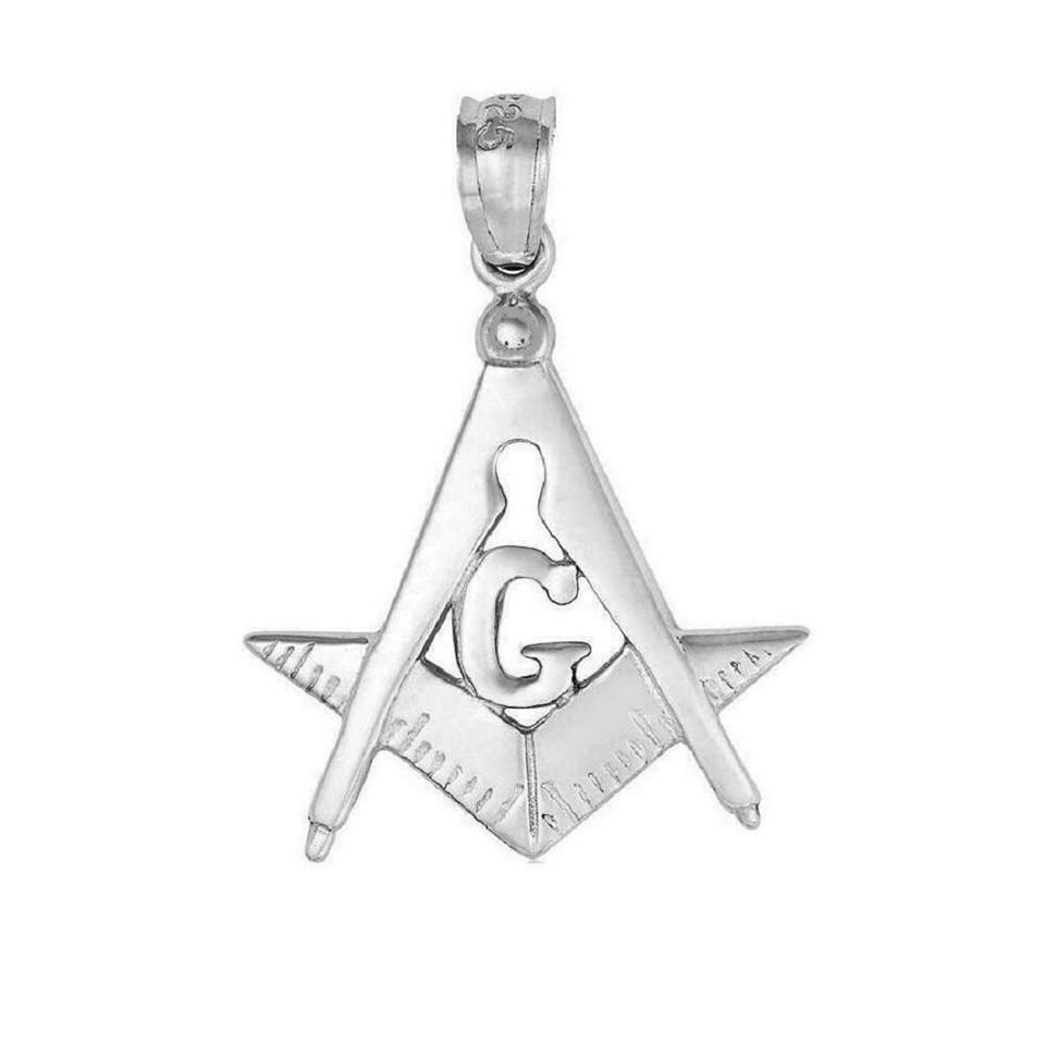 Sterling Silver Square & Compass Masonic Symbol Pendant / Charm, Box ...