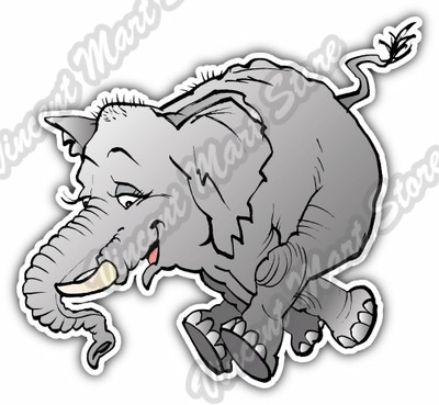 Happy Jumping Elephant Cartoon Gift Idea Car Bumper Vinyl Sticker Decal ...