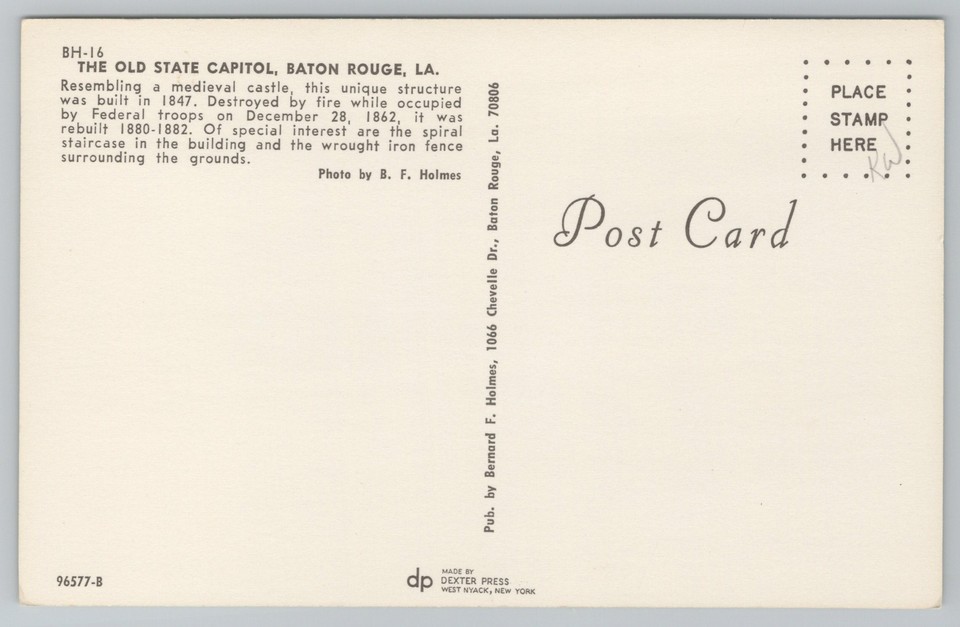 Baton Rouge Louisiana~Old State Capitol Castle~Sign on Iron Fence~1960s ...