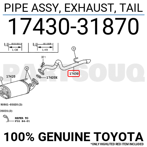 1743031870 Genuine Toyota PIPE ASSY, EXHAUST, TAIL 17430-31870 | eBay