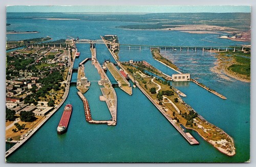 Postcard Soo Locks Sault Ste Marie Michigan | eBay