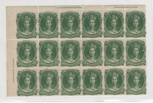 1860-1863 Nova Scotia 11 8-1/2c Green Queen Victoria Block of 18 MNH | eBay