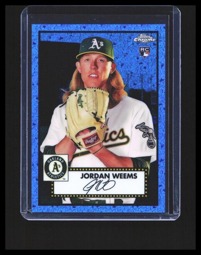 2021 Jordan Weems Rookie Card - Topps Chrome Blue Sparkle #139 /199 A's ...