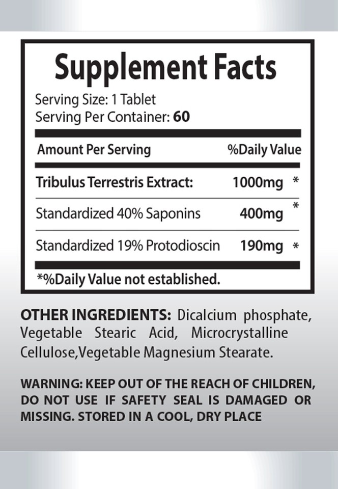 Organic recovery supplement - TRIBULUS TERRESTRIS - Herbal strength ...
