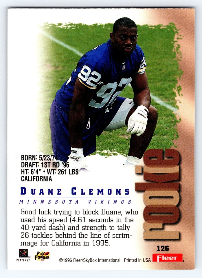 1996 Fleer Metal #126 Duane Clemons | eBay