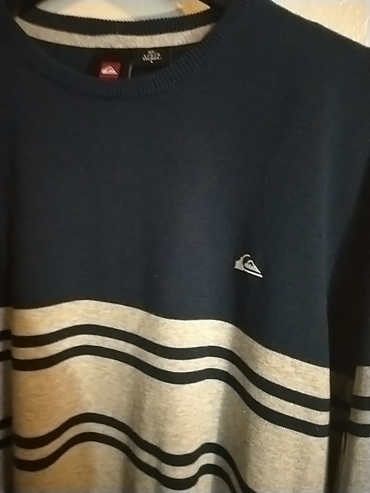 Quicksilver Preppy Pullover Sweater Gray/Navy Sz L | eBay