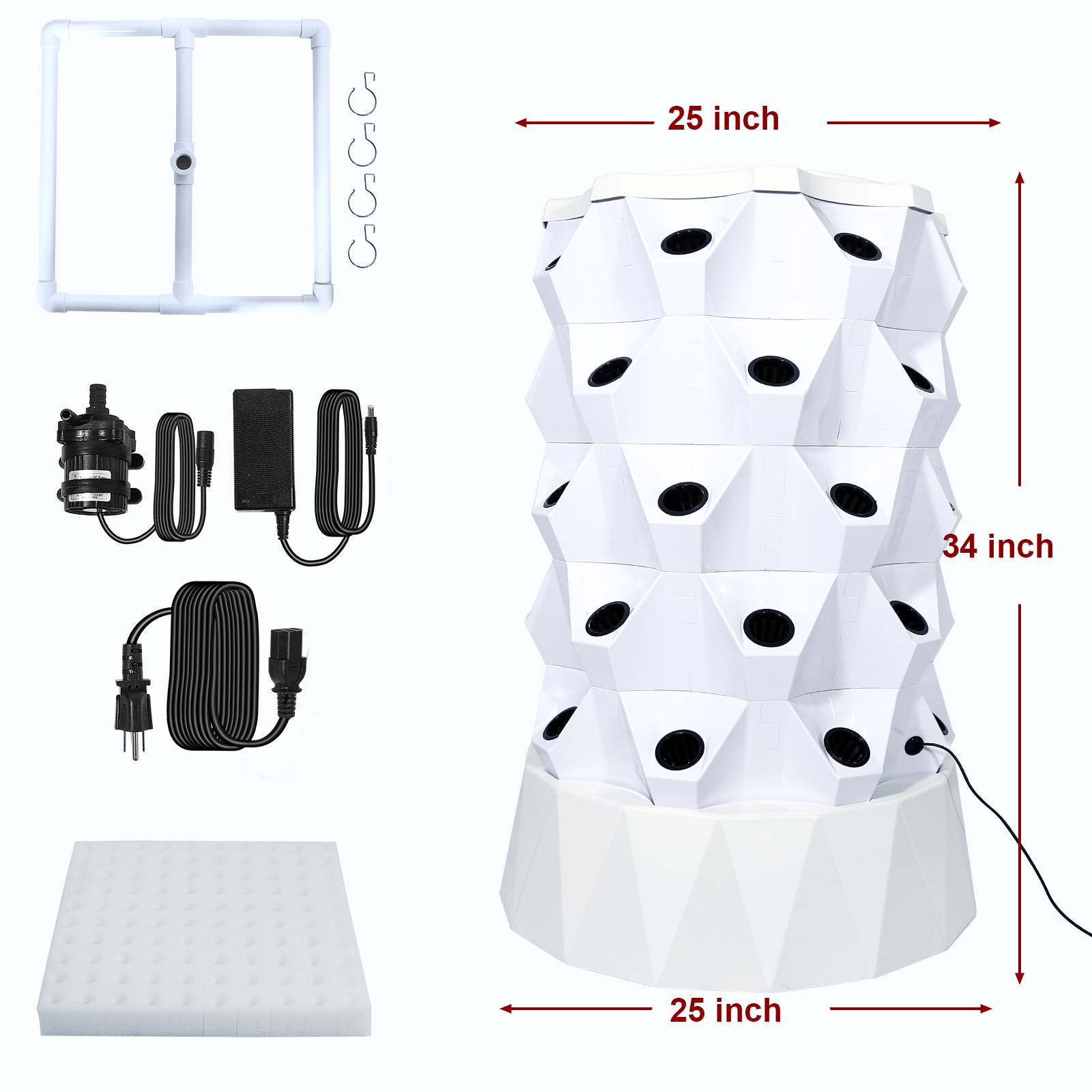 Aeroponics Growing Kit 40/80 Pots Vertical Hydroponics Garden Tower ...