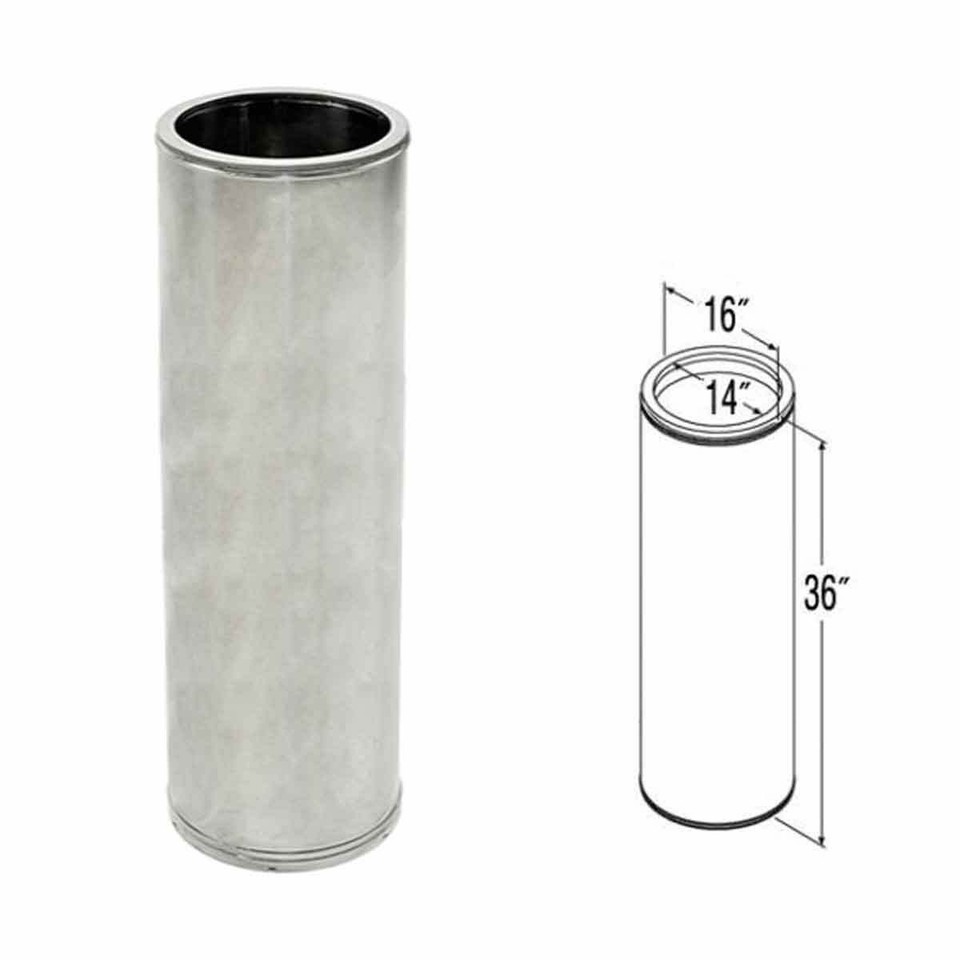 14" x 36" DuraTech Stainless Steel Chimney Pipe - 14DT-36SS | eBay