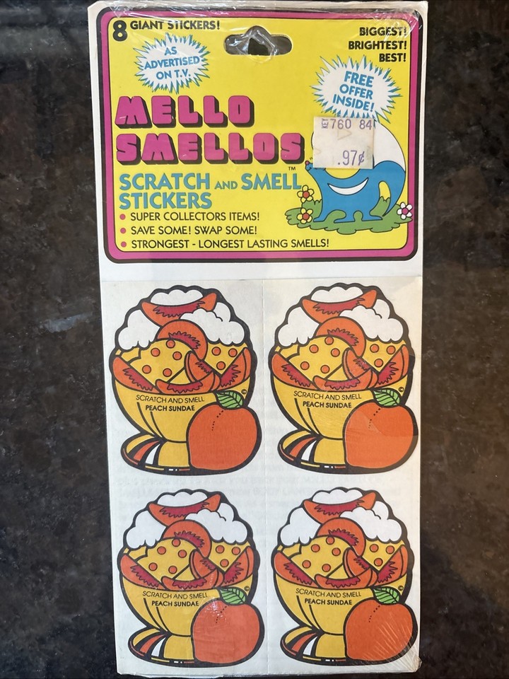Vintage sealed Mello Smellos Scratch&Smell. CARE-LESS GUM & PEACH ...