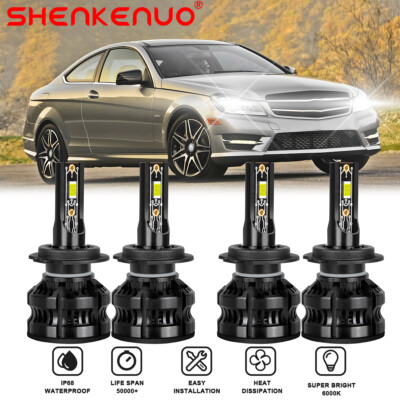 For Mercedes-Benz C250 C300 C350 - 4X Combo Headlight High & Low Beam ...