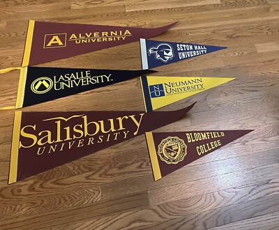 NCAA University Lot Of 6 VTG Pennants…Seton Hall, LaSalle, Salisbury ...